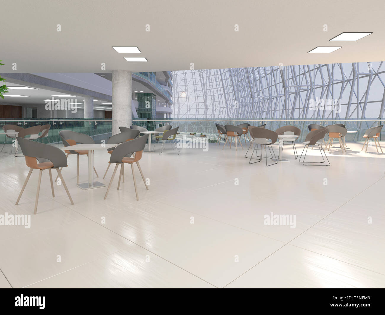 Public interior of the hall. 3d render Stock Photo - Alamy