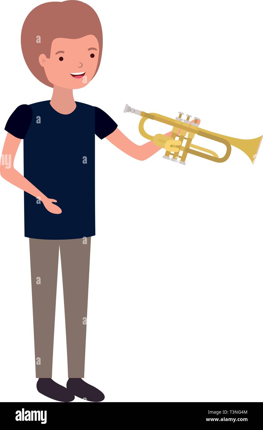young man with trumpet character Stock Vector Image & Art - Alamy