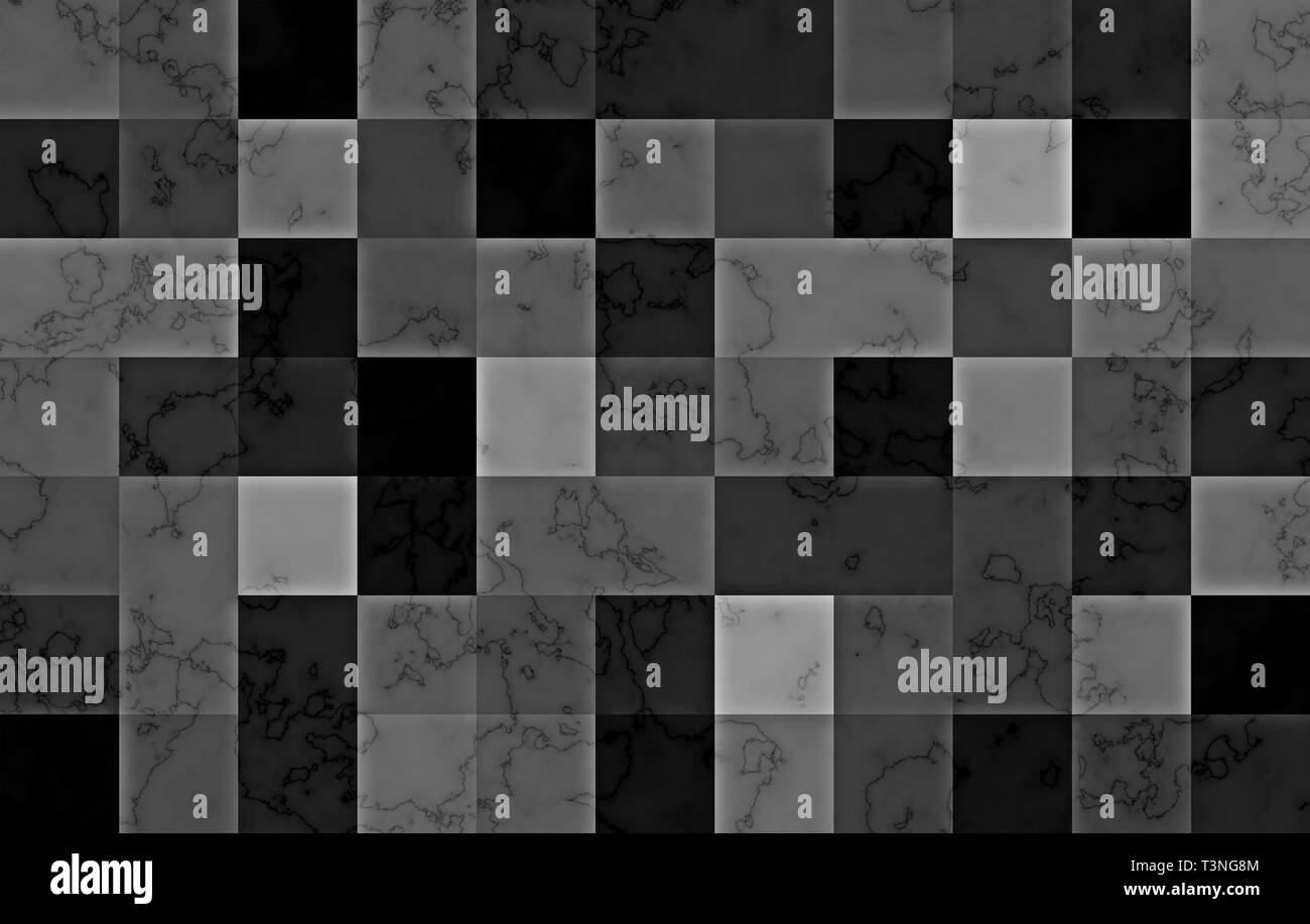 Marble textured with gradient geometric square blocks. Natural black ...