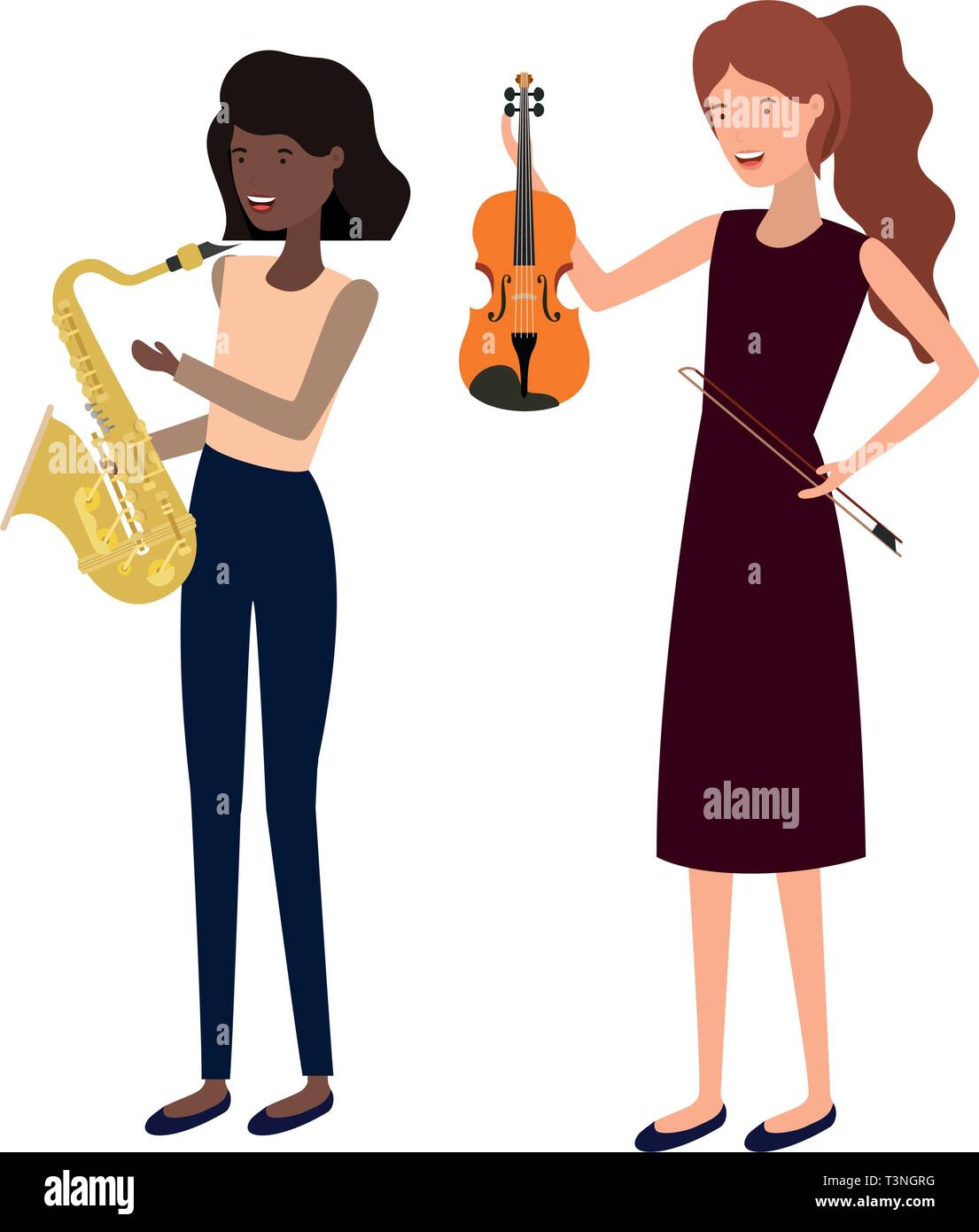 women with musical instruments character Stock Vector Image & Art - Alamy