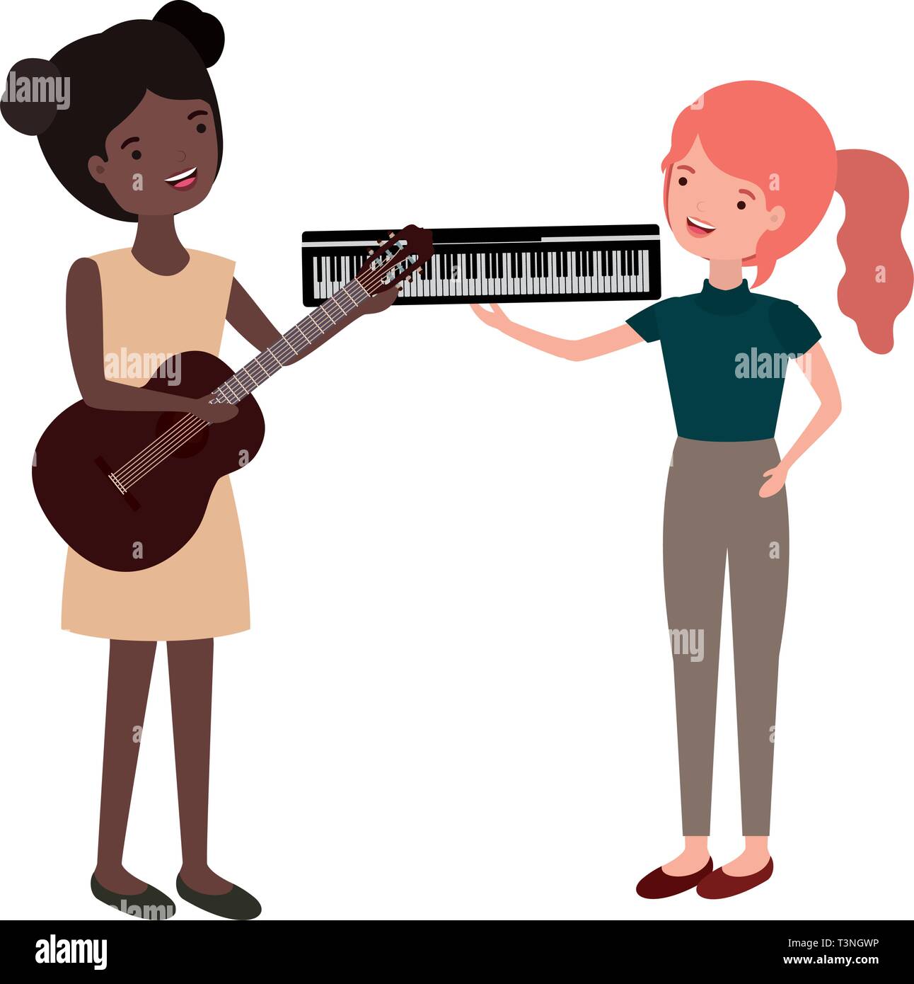 women with musical instruments character Stock Vector Image & Art - Alamy