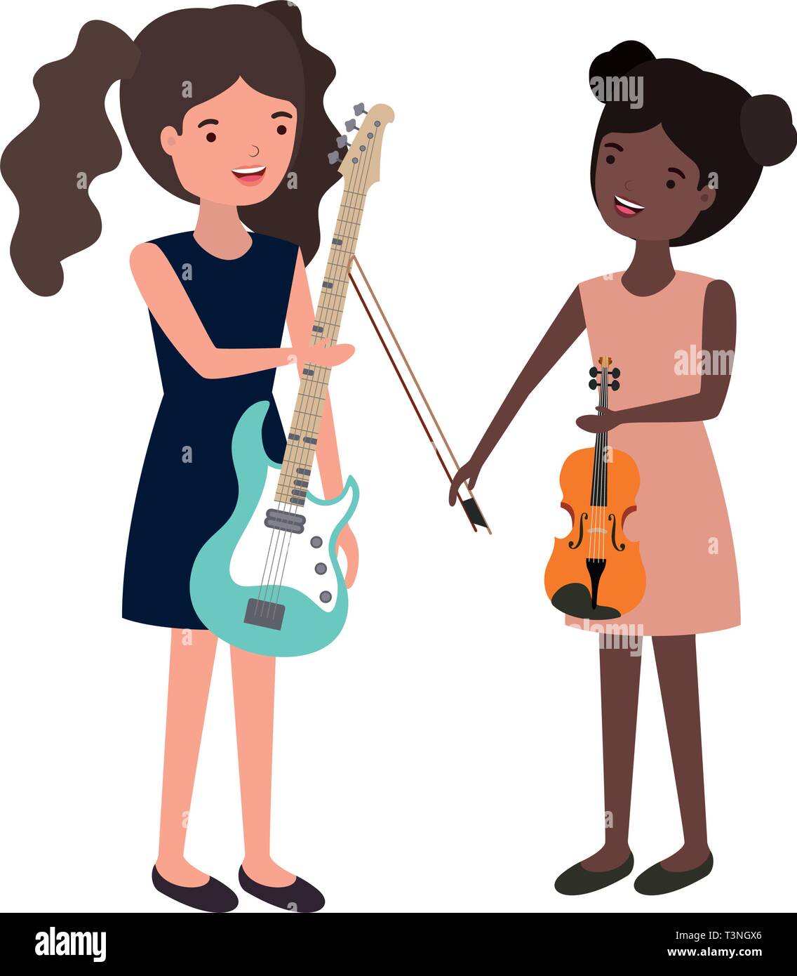 women with musical instruments character Stock Vector Image & Art - Alamy