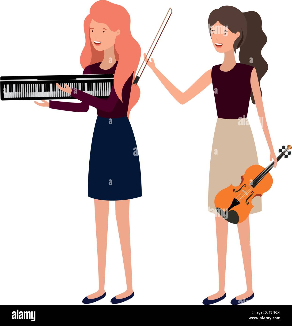 women with musical instruments character Stock Vector Image & Art - Alamy