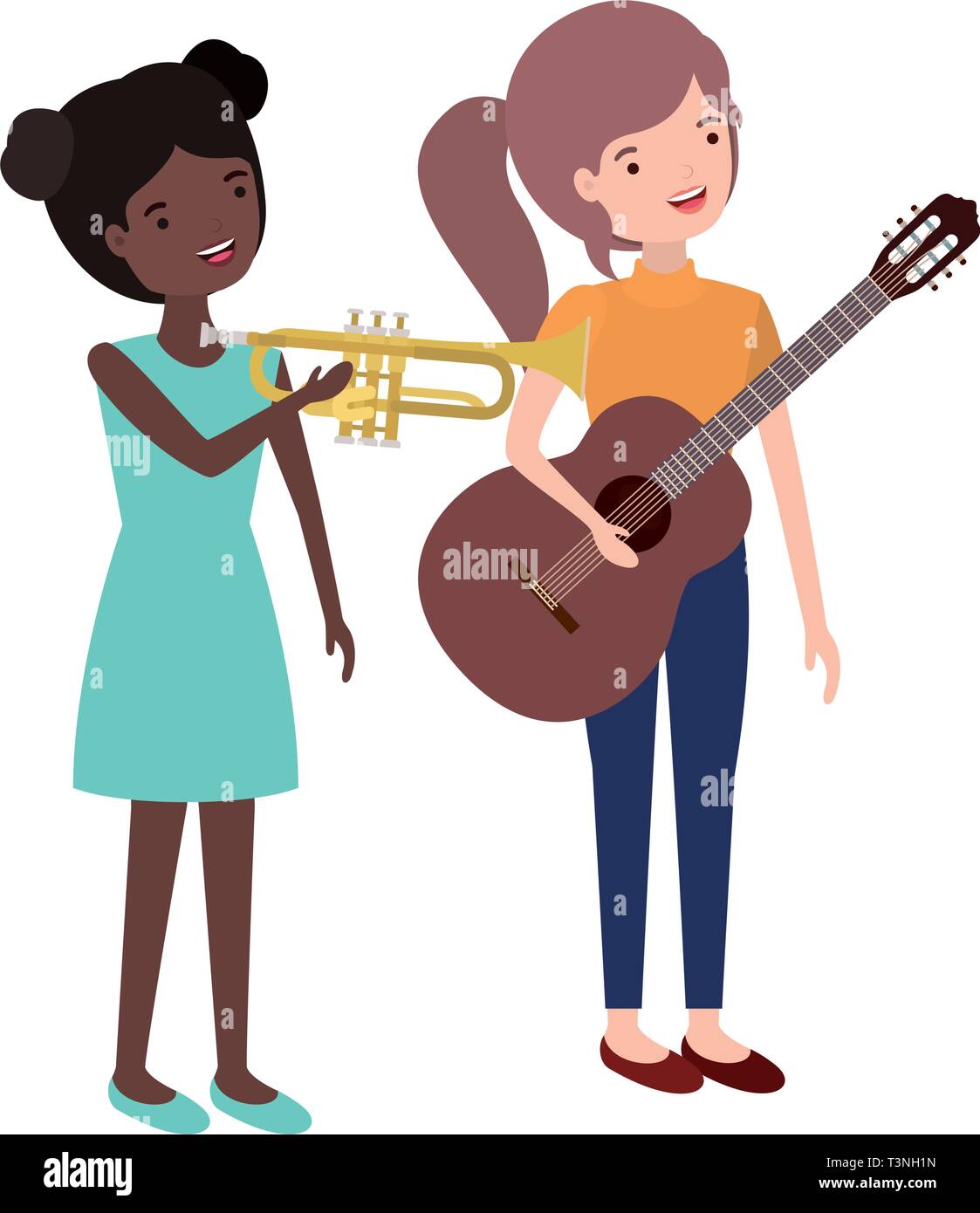 women with musical instruments character Stock Vector Image & Art - Alamy