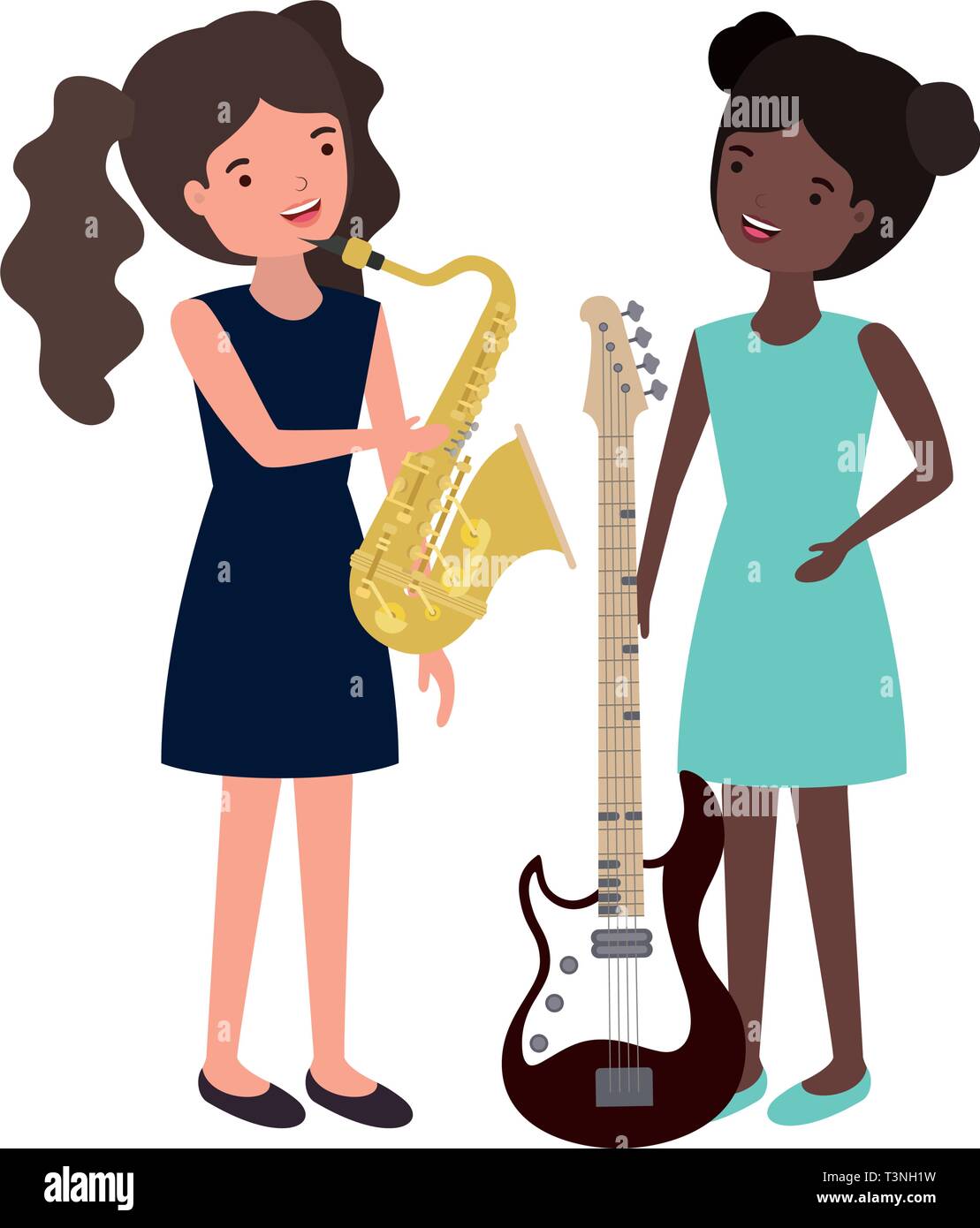 women with musical instruments character Stock Vector Image & Art - Alamy