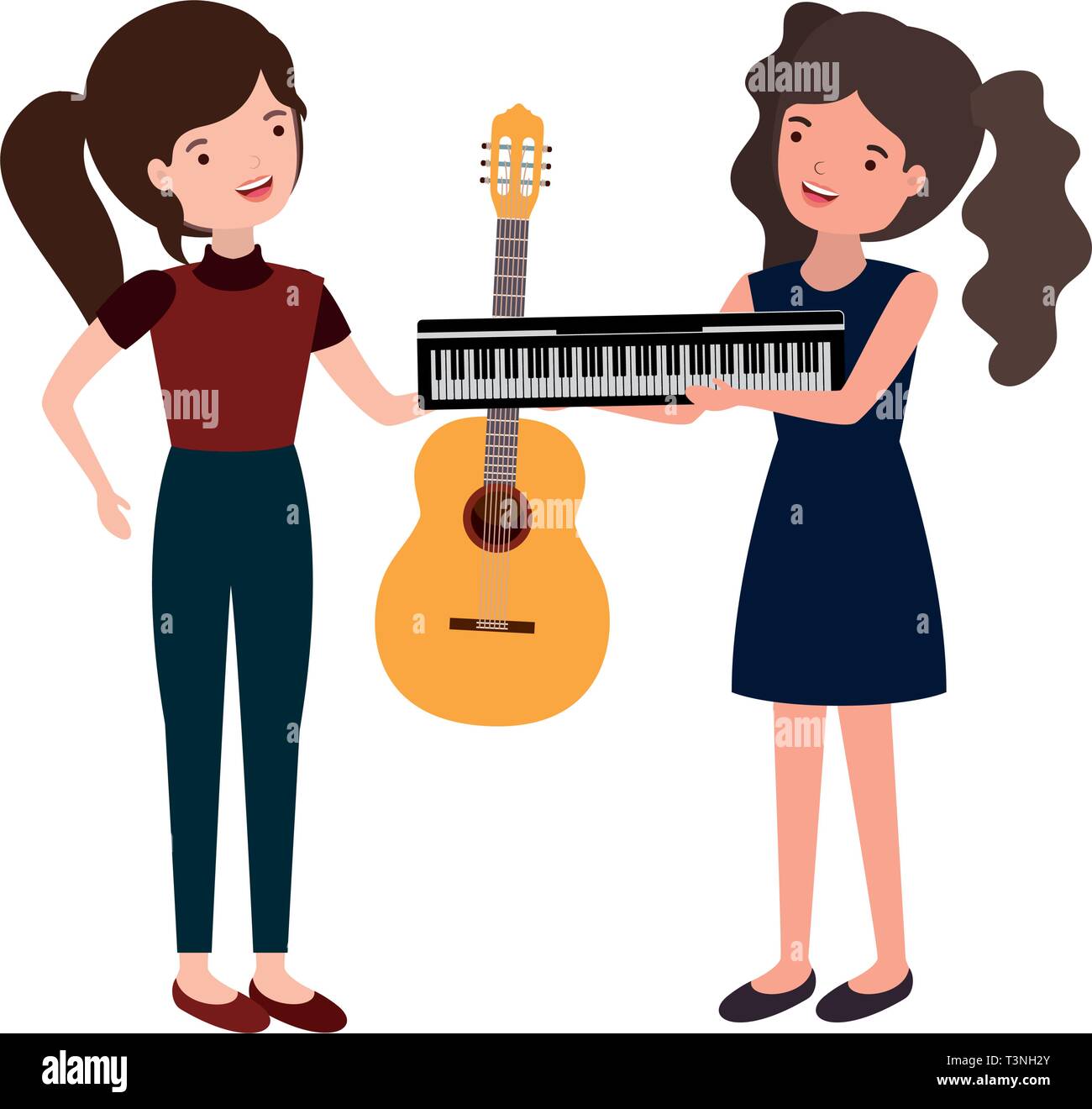 women with musical instruments character Stock Vector Image & Art - Alamy