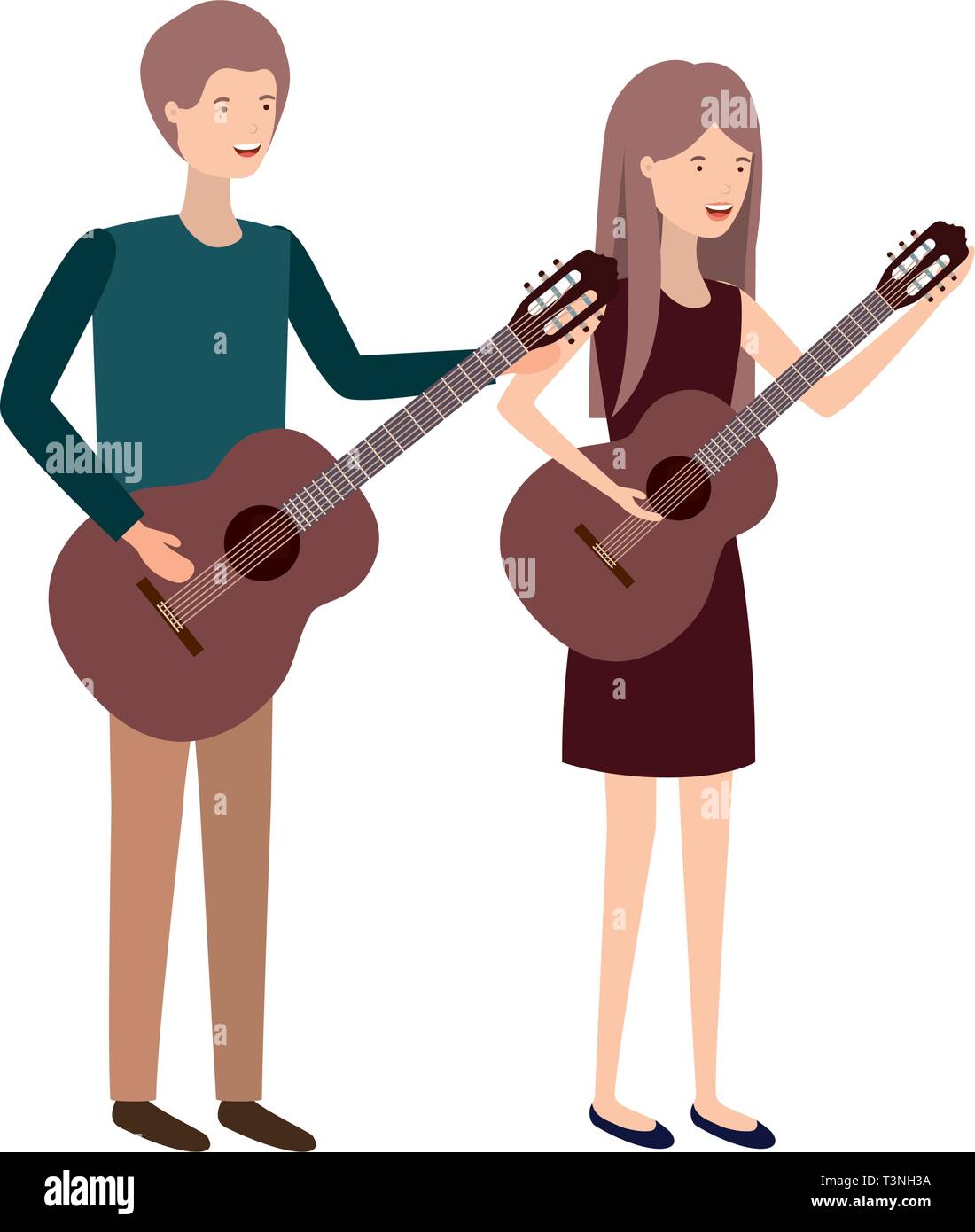 couple with musical instruments avatar character Stock Vector Image ...