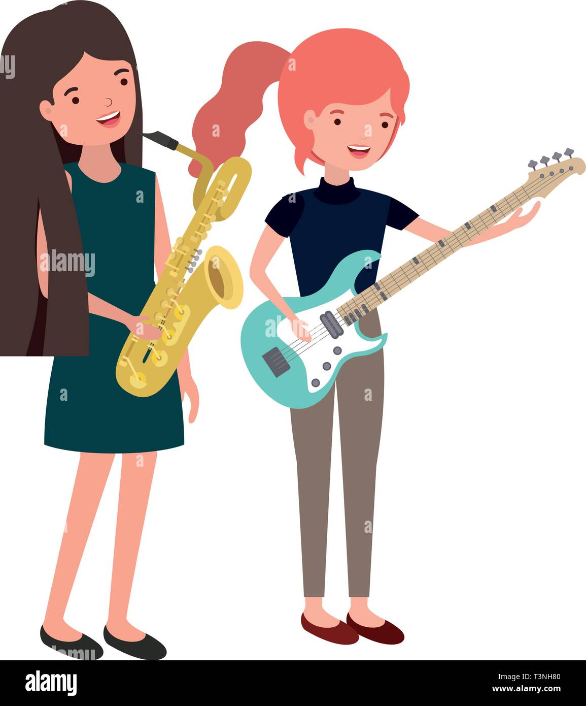 women with musical instruments character Stock Vector Image & Art - Alamy