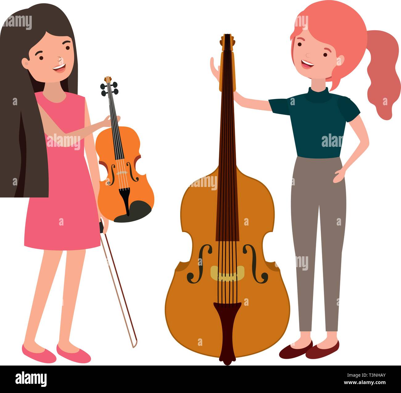 women with musical instruments character Stock Vector Image & Art - Alamy