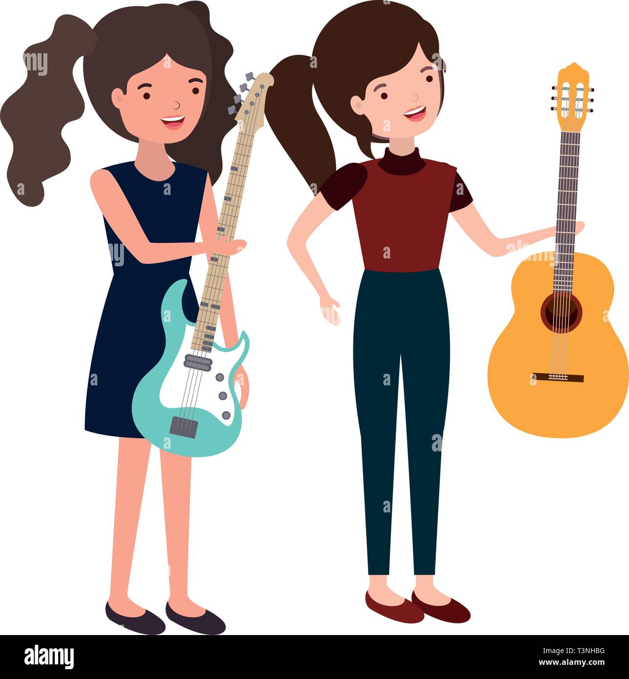 women with musical instruments character Stock Vector Image & Art - Alamy