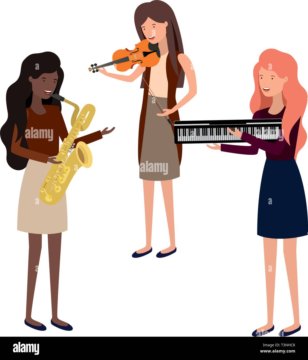 women with musical instruments character Stock Vector Image & Art - Alamy