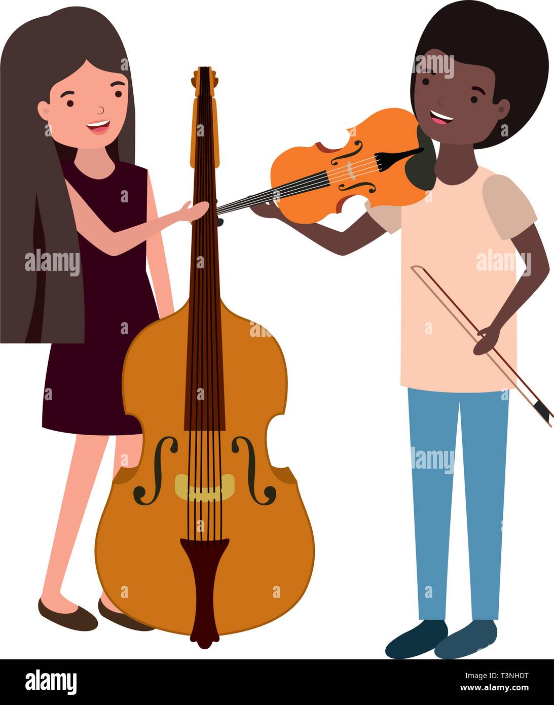 couple with musical instruments avatar character Stock Vector Image ...