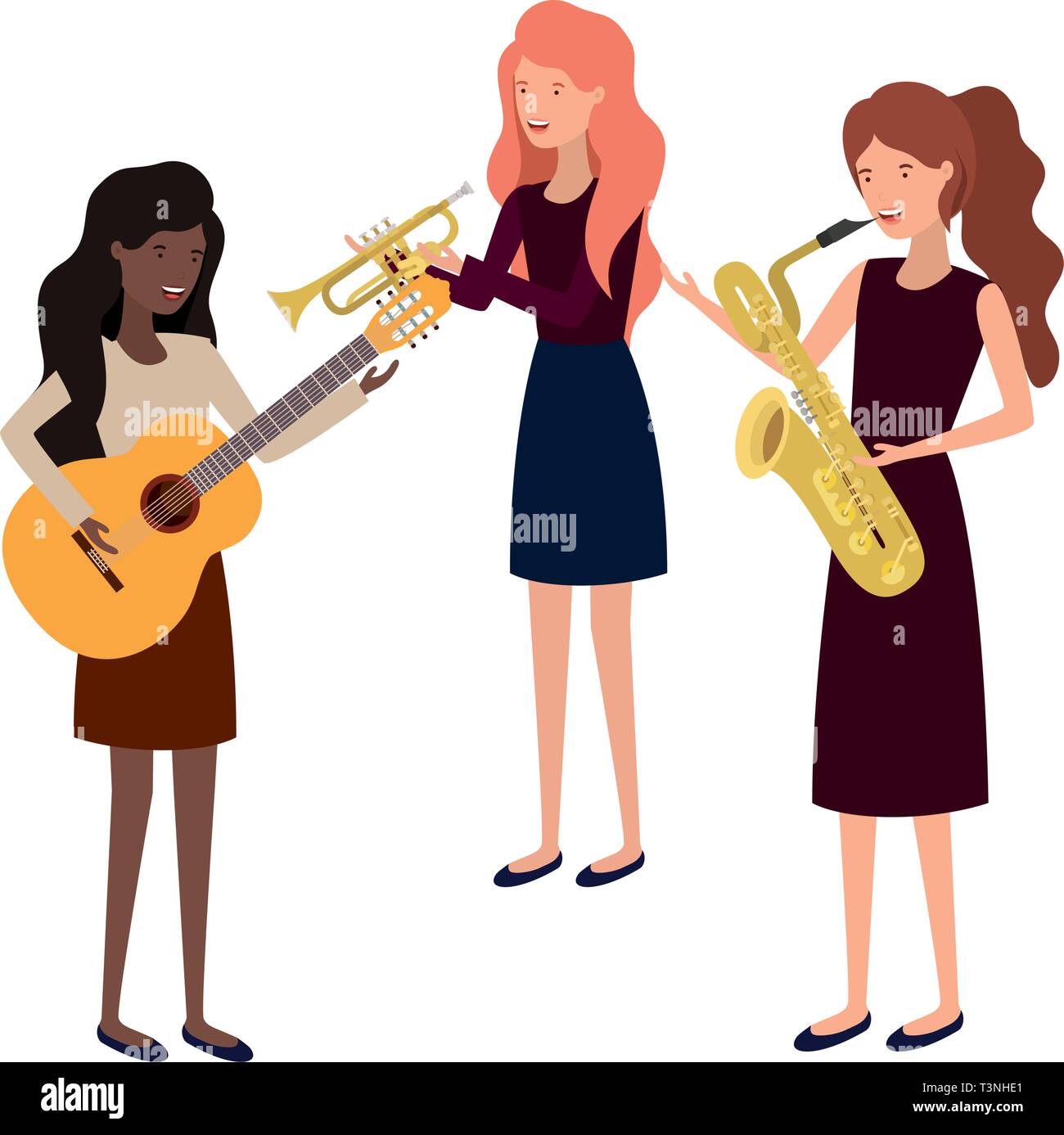 women with musical instruments character Stock Vector Image & Art - Alamy