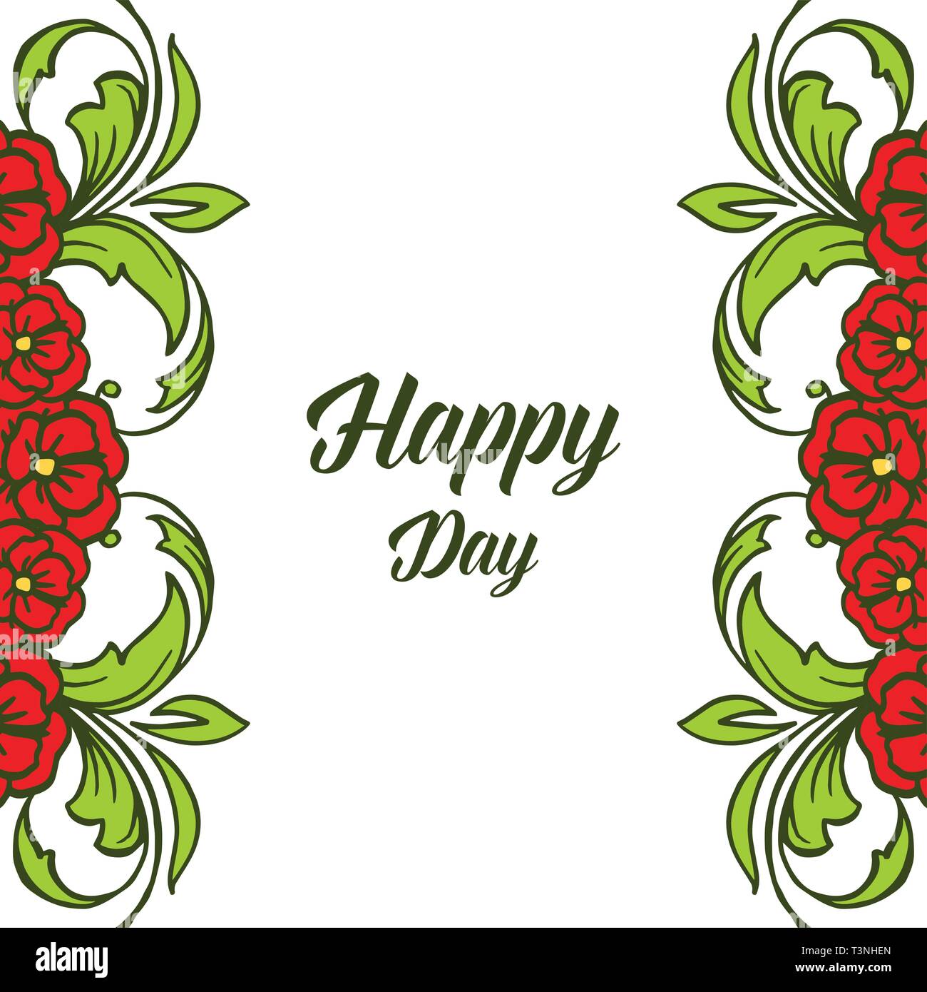 Vector illustration design floral frame with invitation happy day hand ...