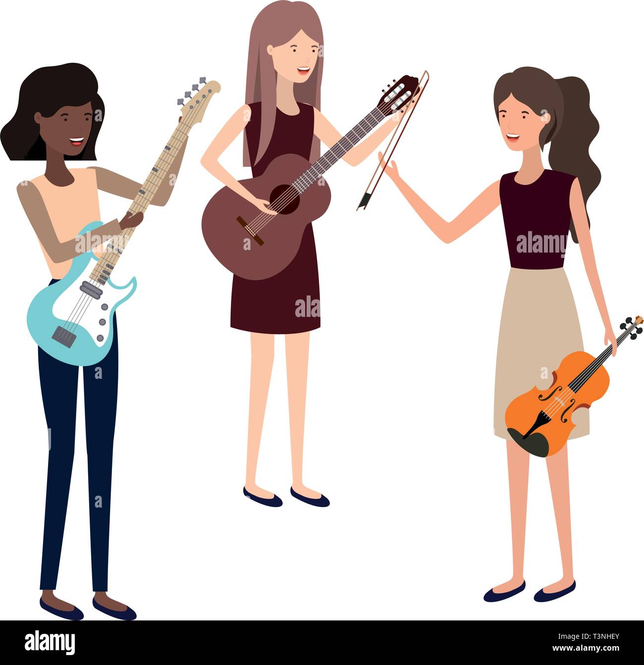women with musical instruments character Stock Vector Image & Art - Alamy