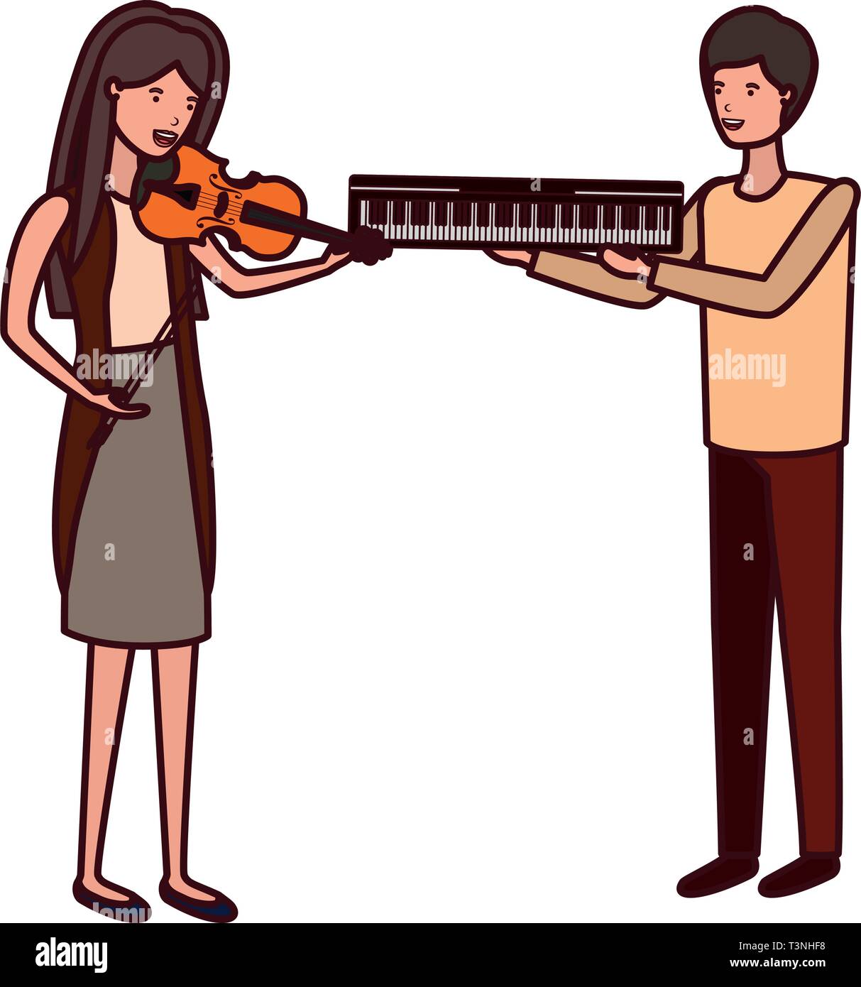 couple with musical instruments avatar character Stock Vector Image ...