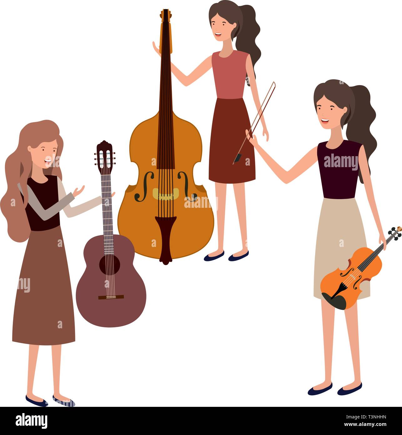 women with musical instruments character Stock Vector Image & Art - Alamy