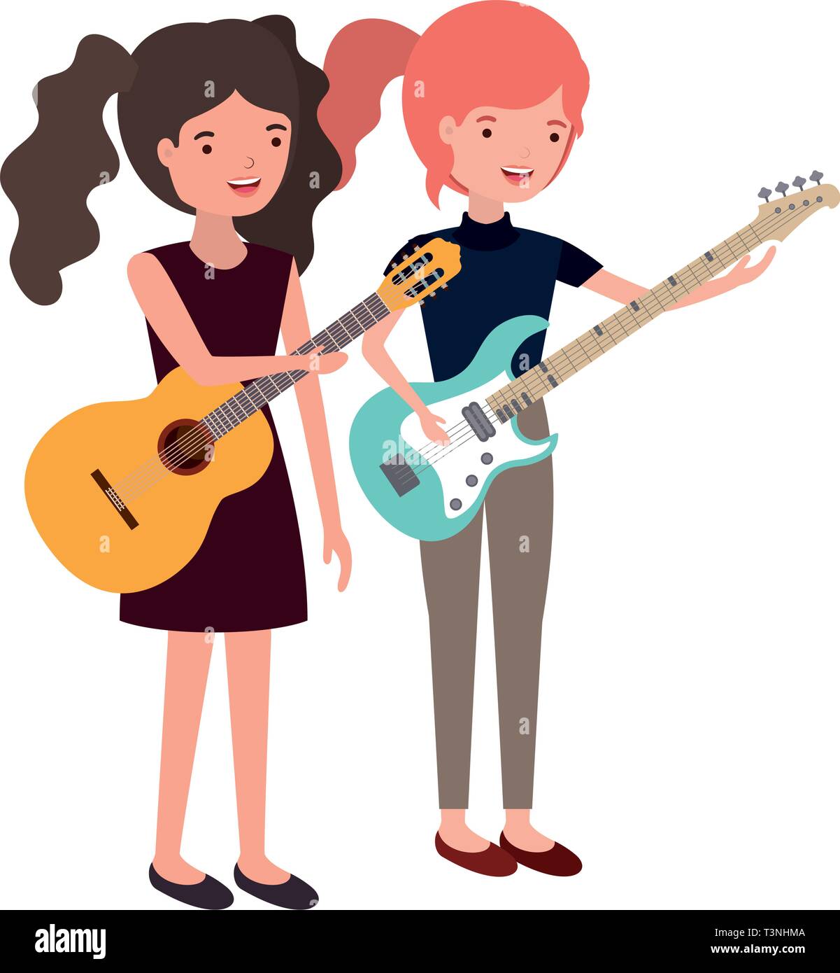 women with musical instruments character Stock Vector Image & Art - Alamy