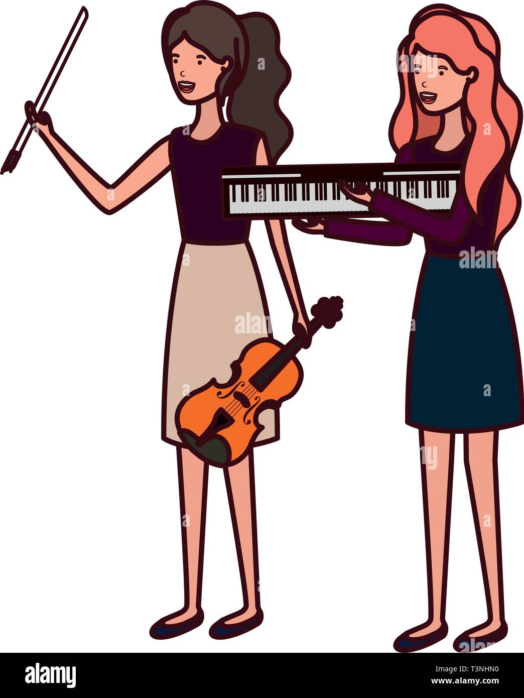 women with musical instruments character Stock Vector Image & Art - Alamy