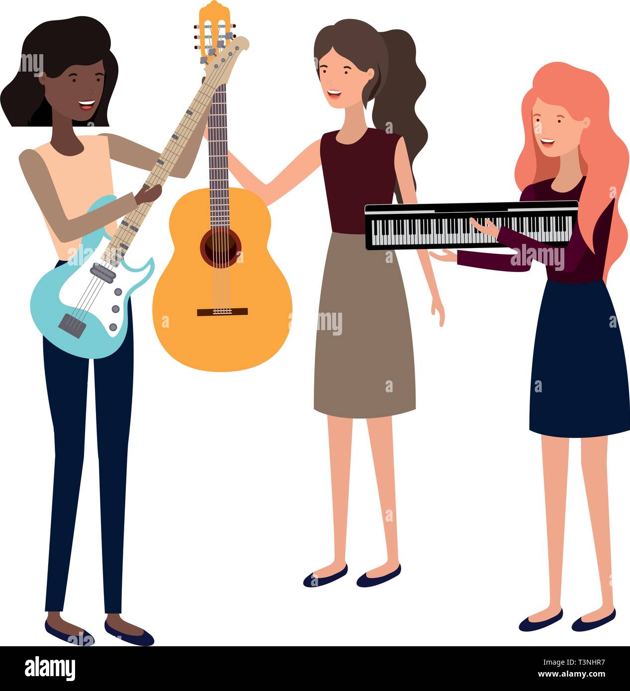 women with musical instruments character Stock Vector Image & Art - Alamy