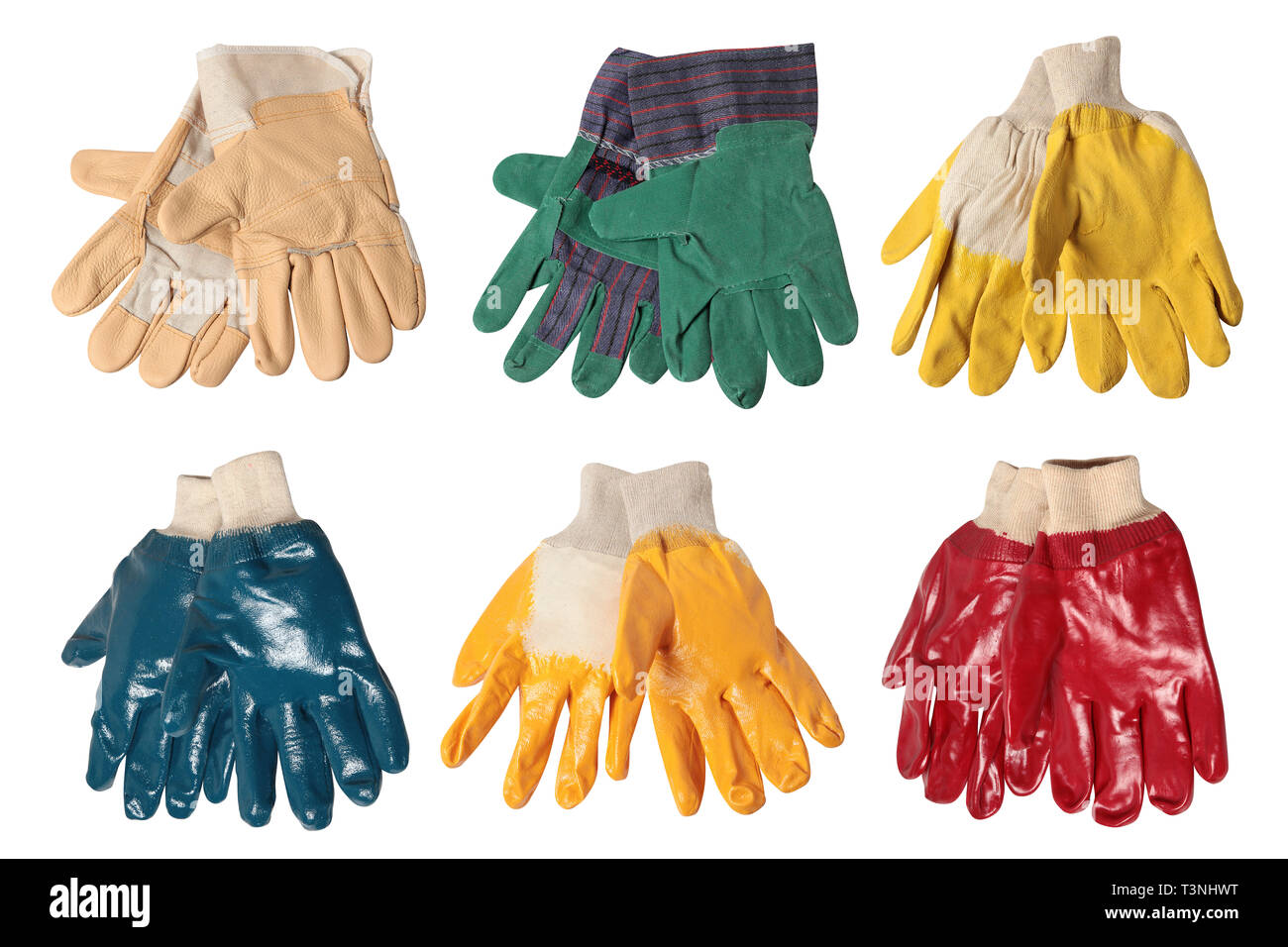 Set of working gloves. Isolated on white Stock Photo - Alamy
