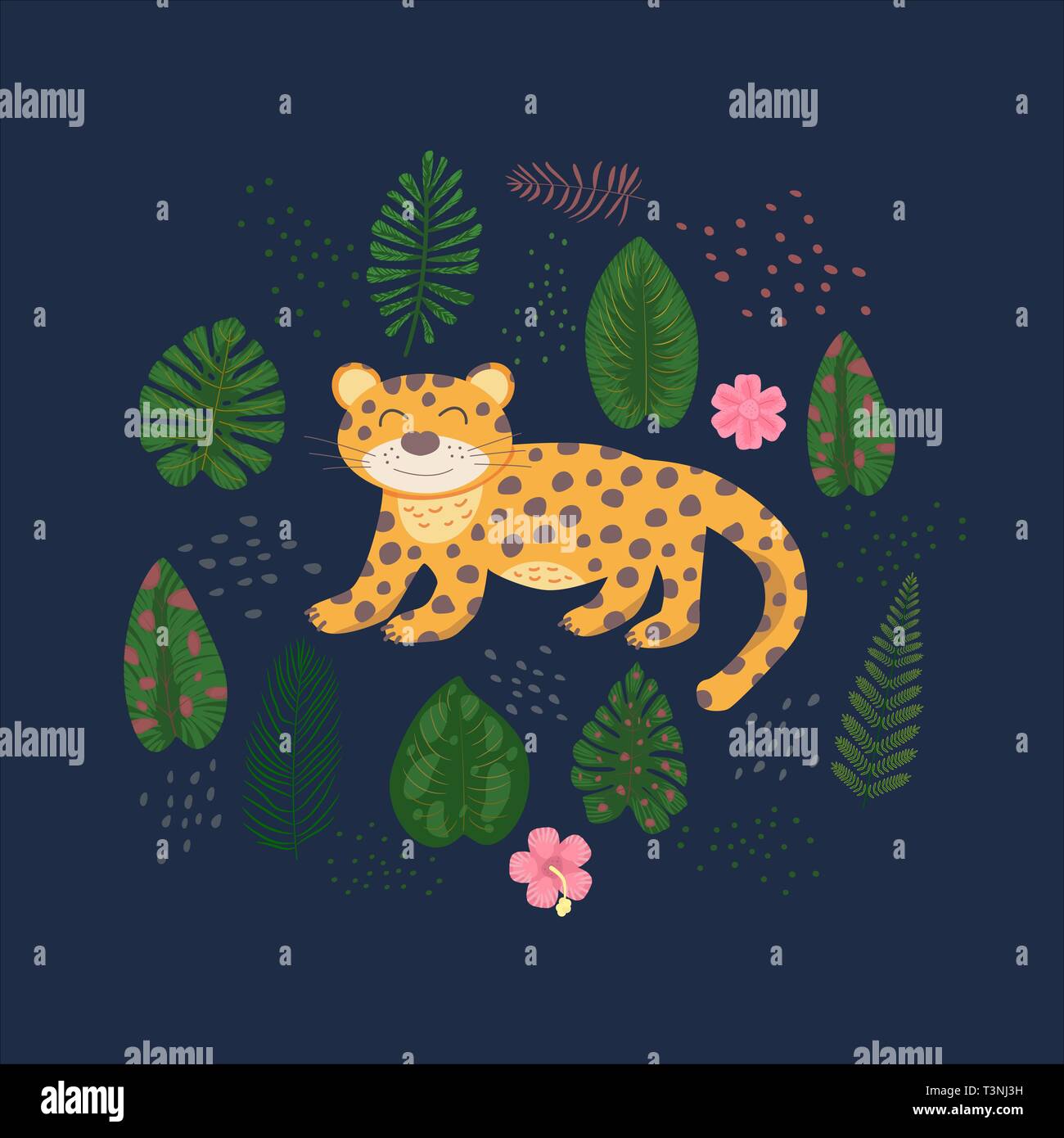 Tropical pattern with leopards and palm leaves. African motifs Stock ...