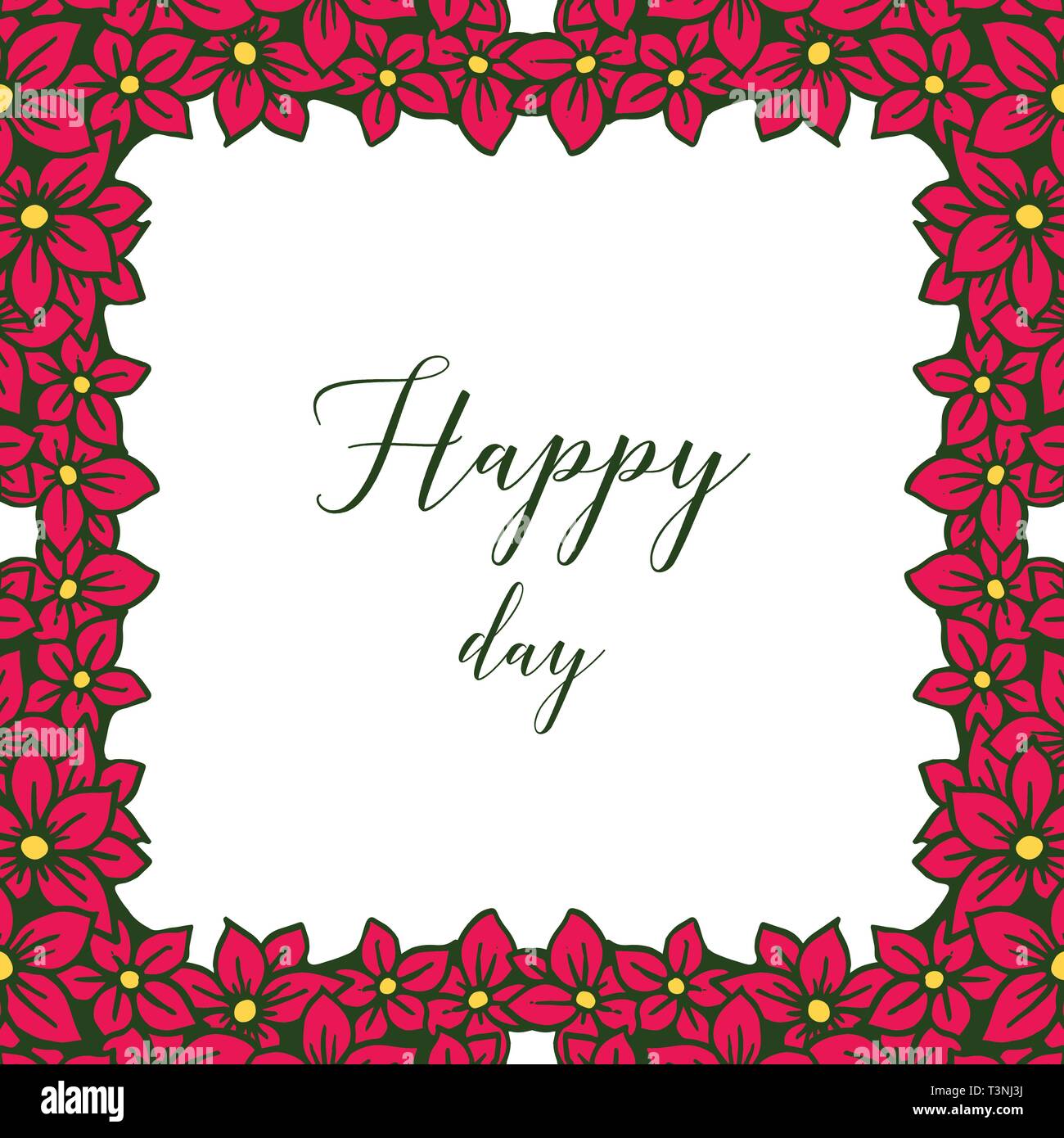 Vector illustration design lettering happy day with blossom flower ...
