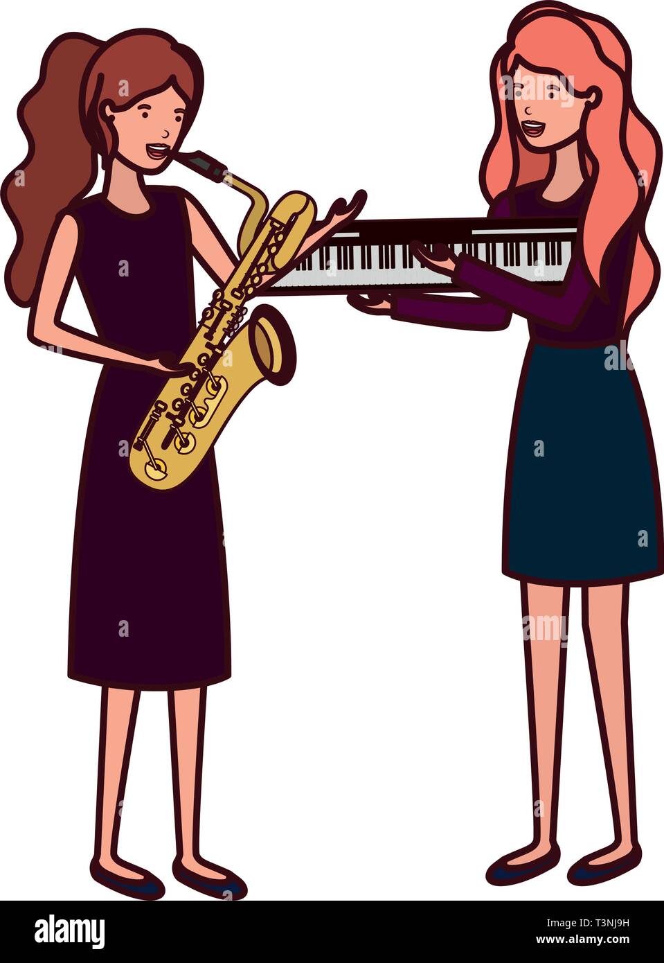 women with musical instruments character Stock Vector Image & Art - Alamy