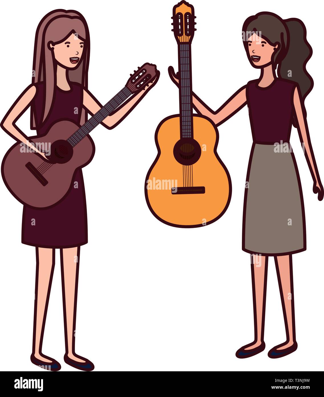 women with musical instruments character Stock Vector Image & Art - Alamy