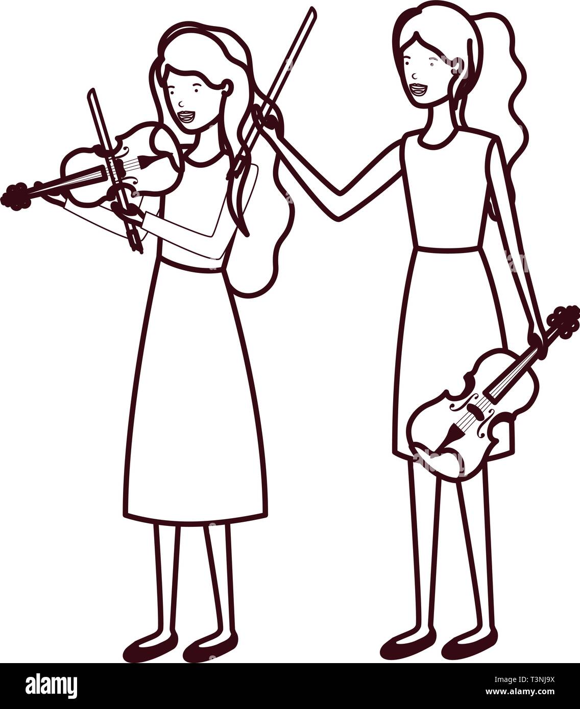 women with musical instruments character Stock Vector Image & Art - Alamy