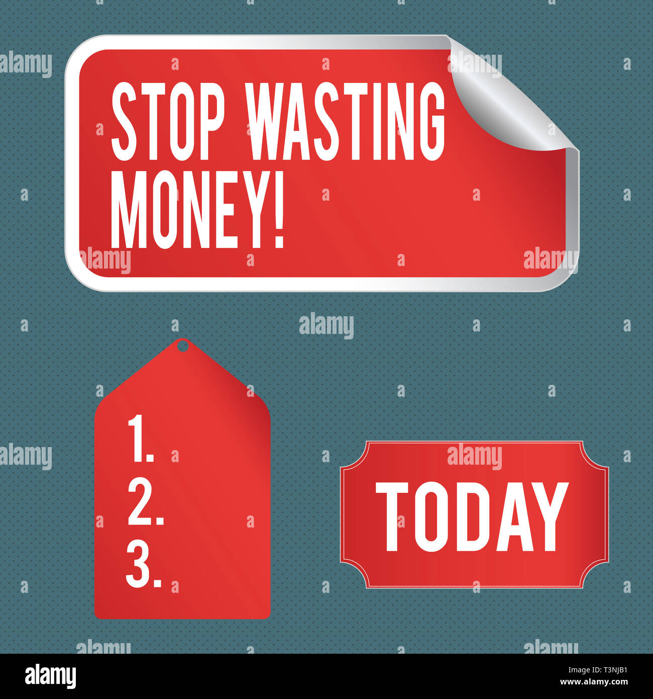 Writing note showing Stop Wasting Money. Business concept for advicing ...
