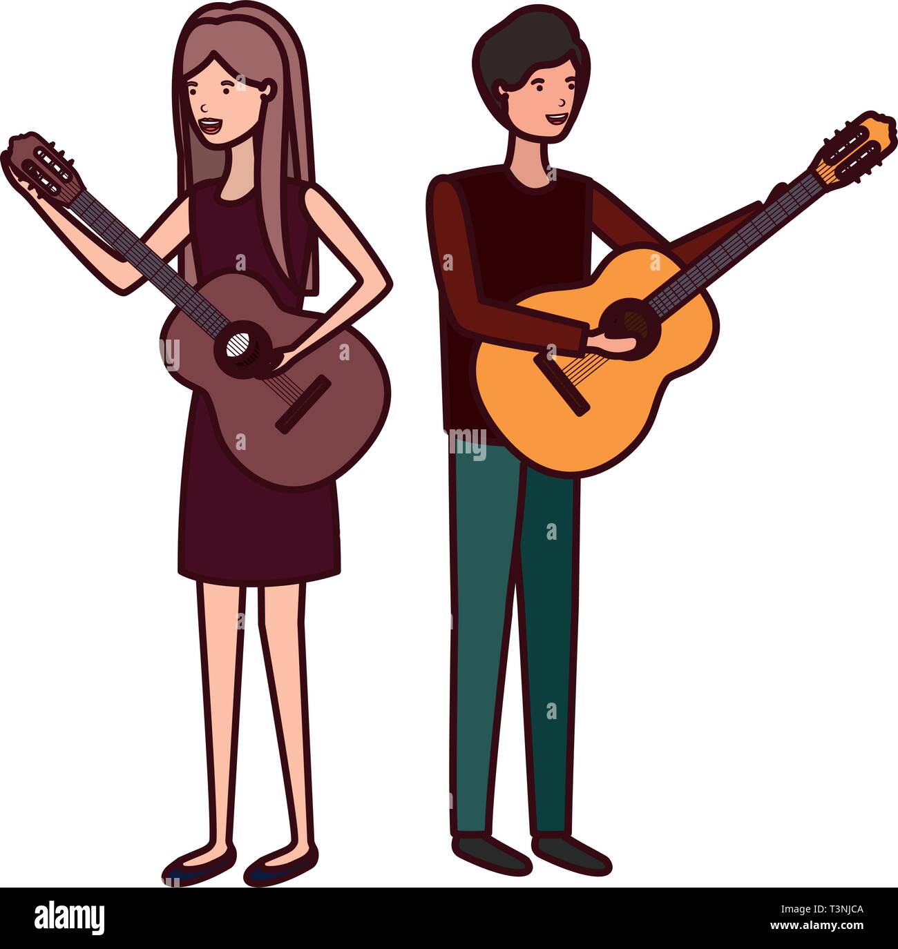 couple with musical instruments avatar character Stock Vector Image ...