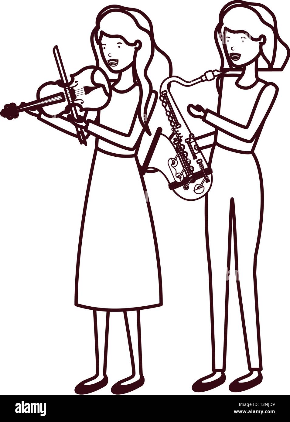 women with musical instruments character Stock Vector Image & Art - Alamy