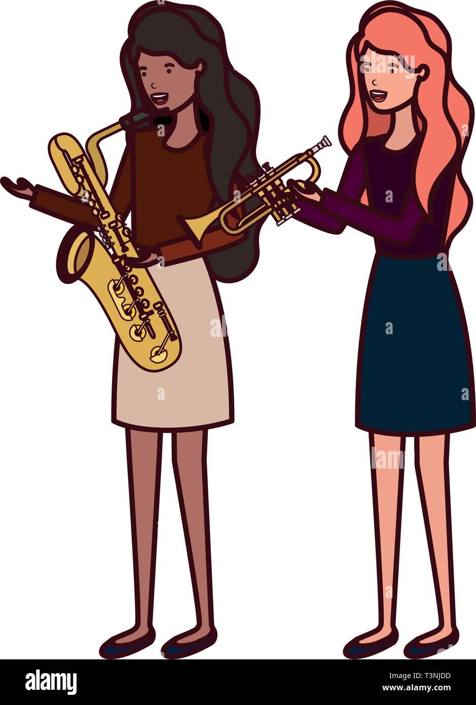 women with musical instruments character Stock Vector Image & Art - Alamy