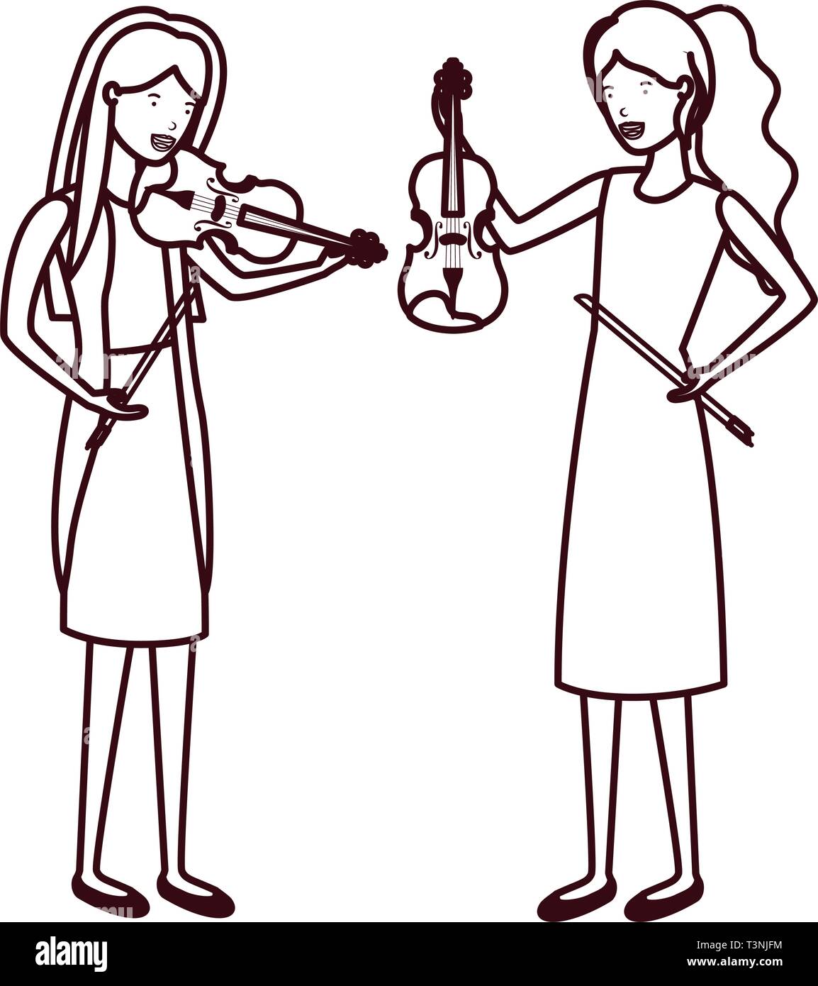 women with musical instruments character Stock Vector Image & Art - Alamy