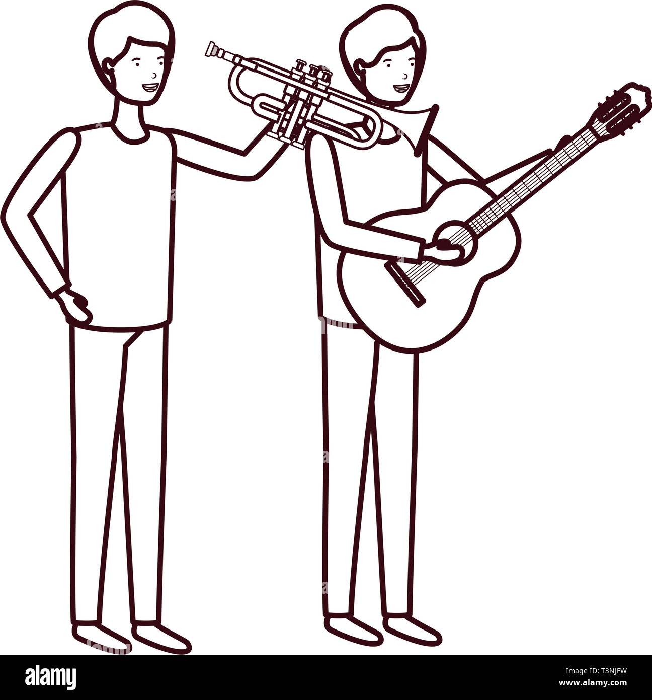 men with musical instruments character Stock Vector Image & Art - Alamy