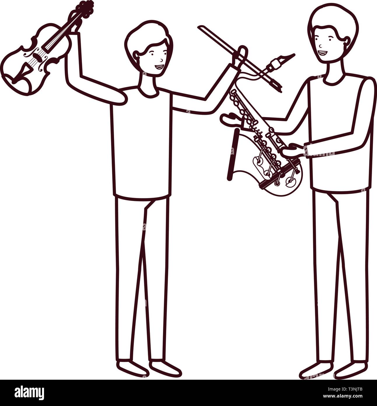 men with musical instruments character Stock Vector Image & Art - Alamy