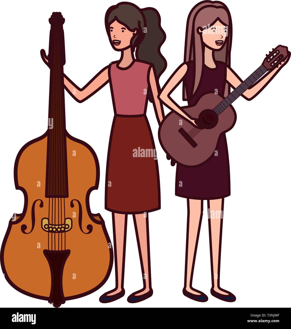 women with musical instruments character Stock Vector Image & Art - Alamy