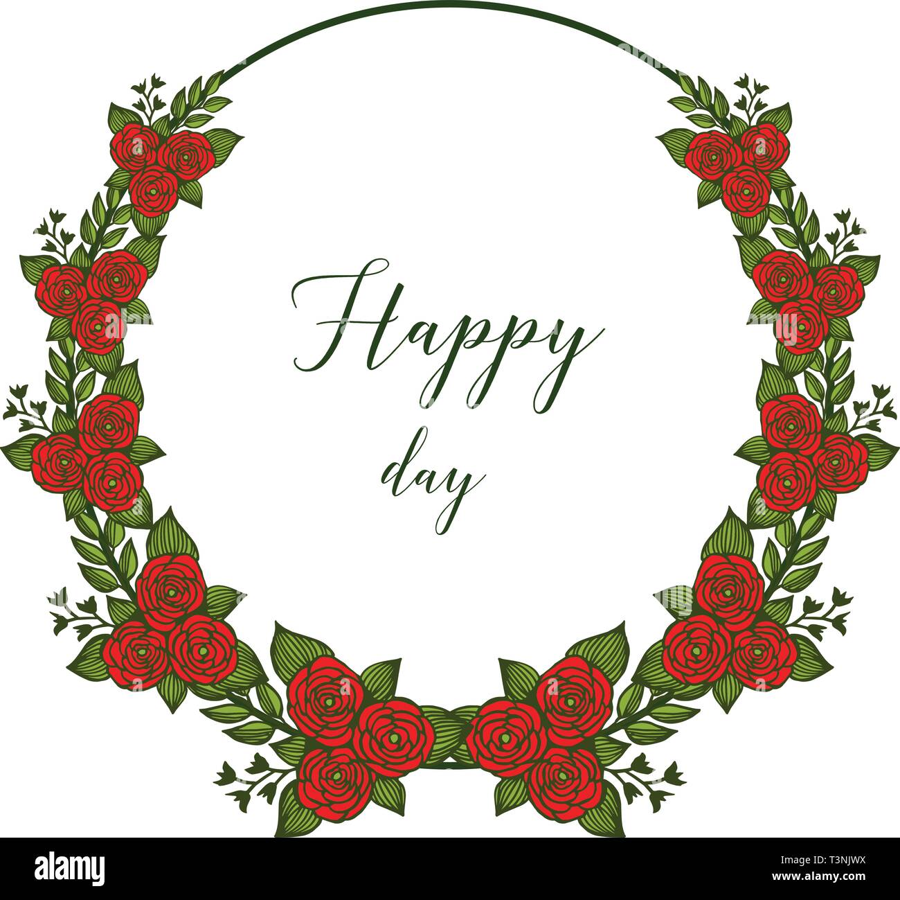 Vector illustration decoration happy day with various flower frame hand ...