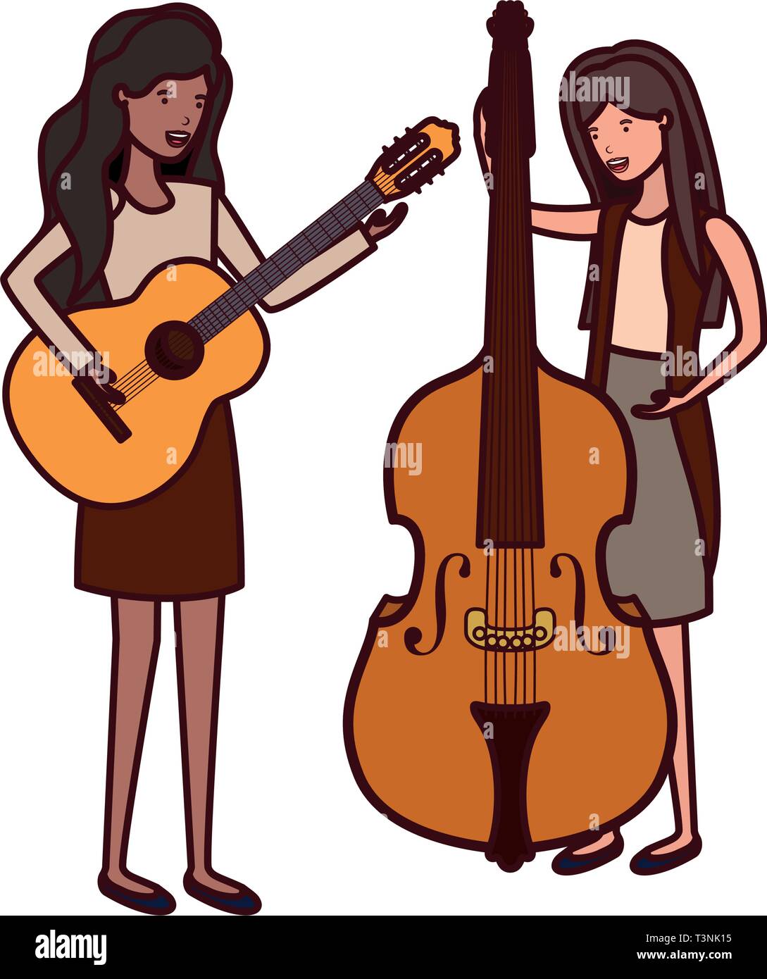 women with musical instruments character Stock Vector Image & Art - Alamy