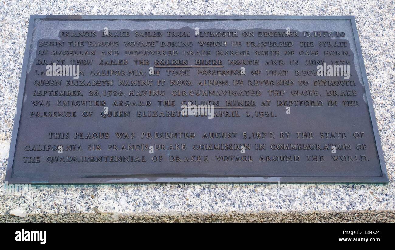 Sir Francis Drake plaque, Plymouth, Devon, England Stock Photo - Alamy
