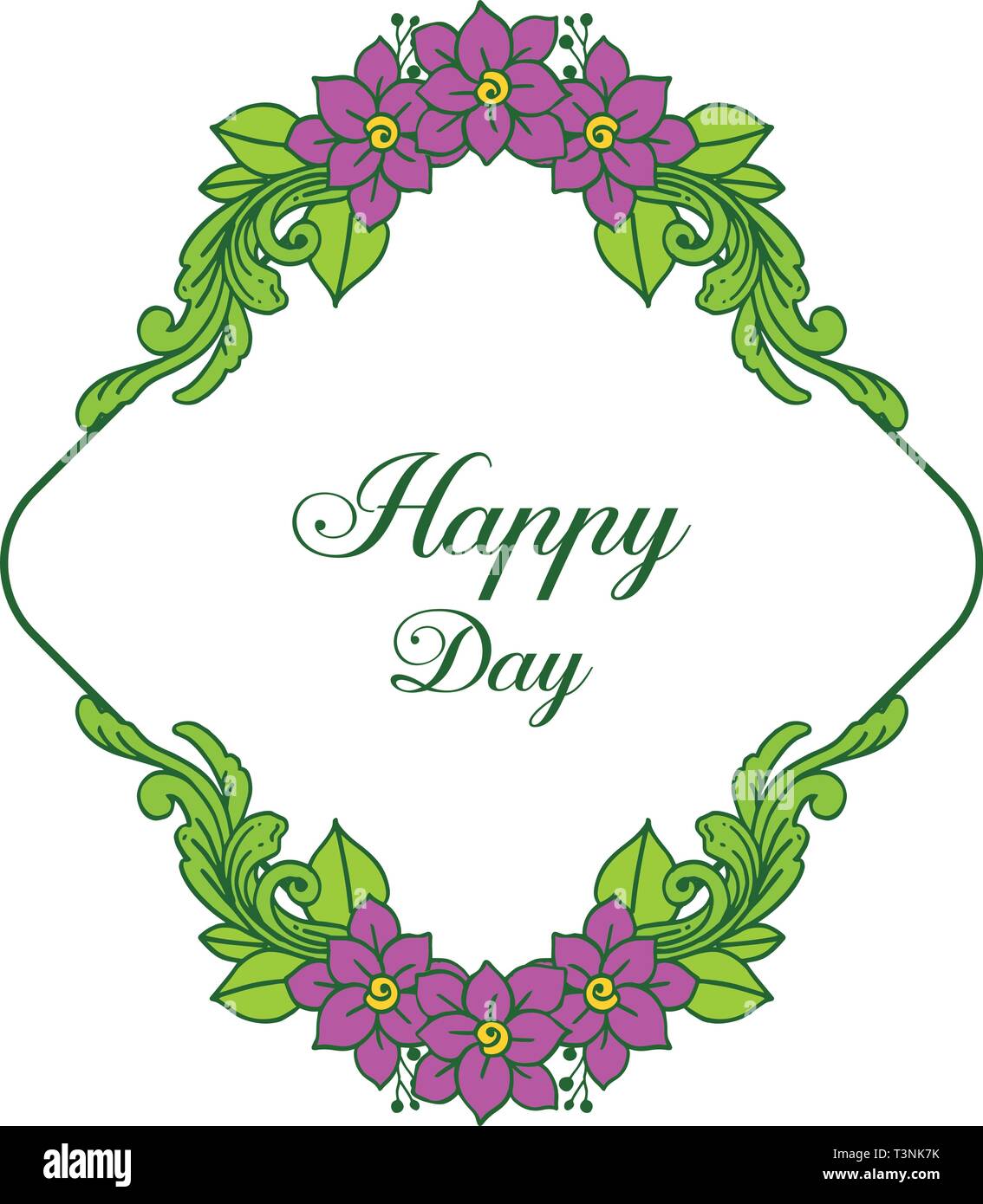 Vector illustration rose flower frame for banner design happy day hand ...