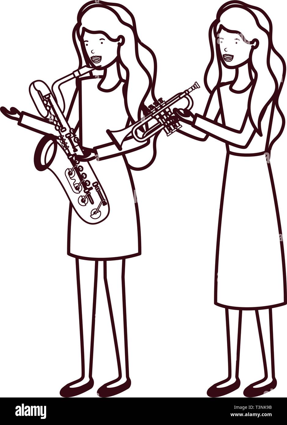 women with musical instruments character Stock Vector Image & Art - Alamy