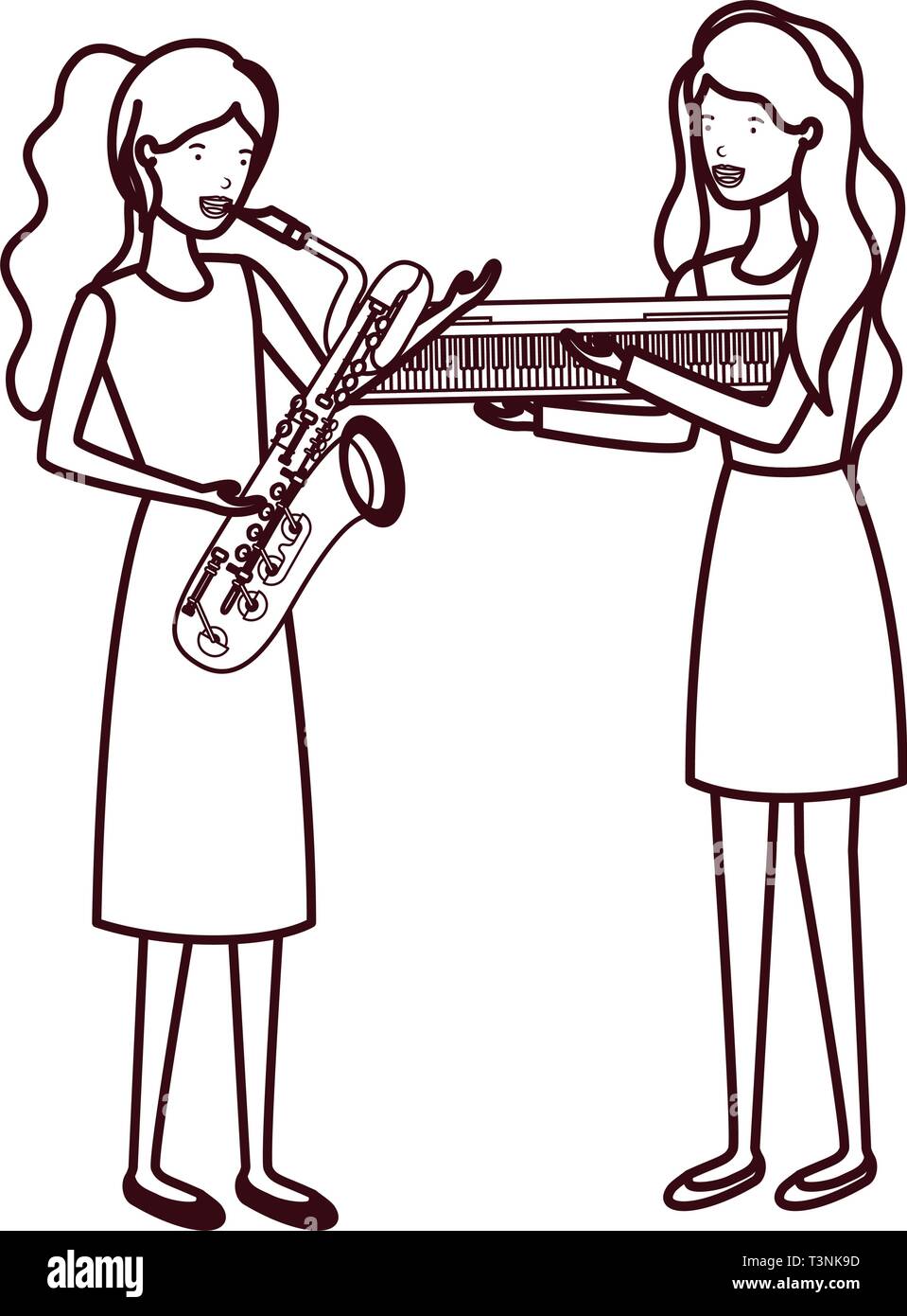 women with musical instruments character Stock Vector Image & Art - Alamy