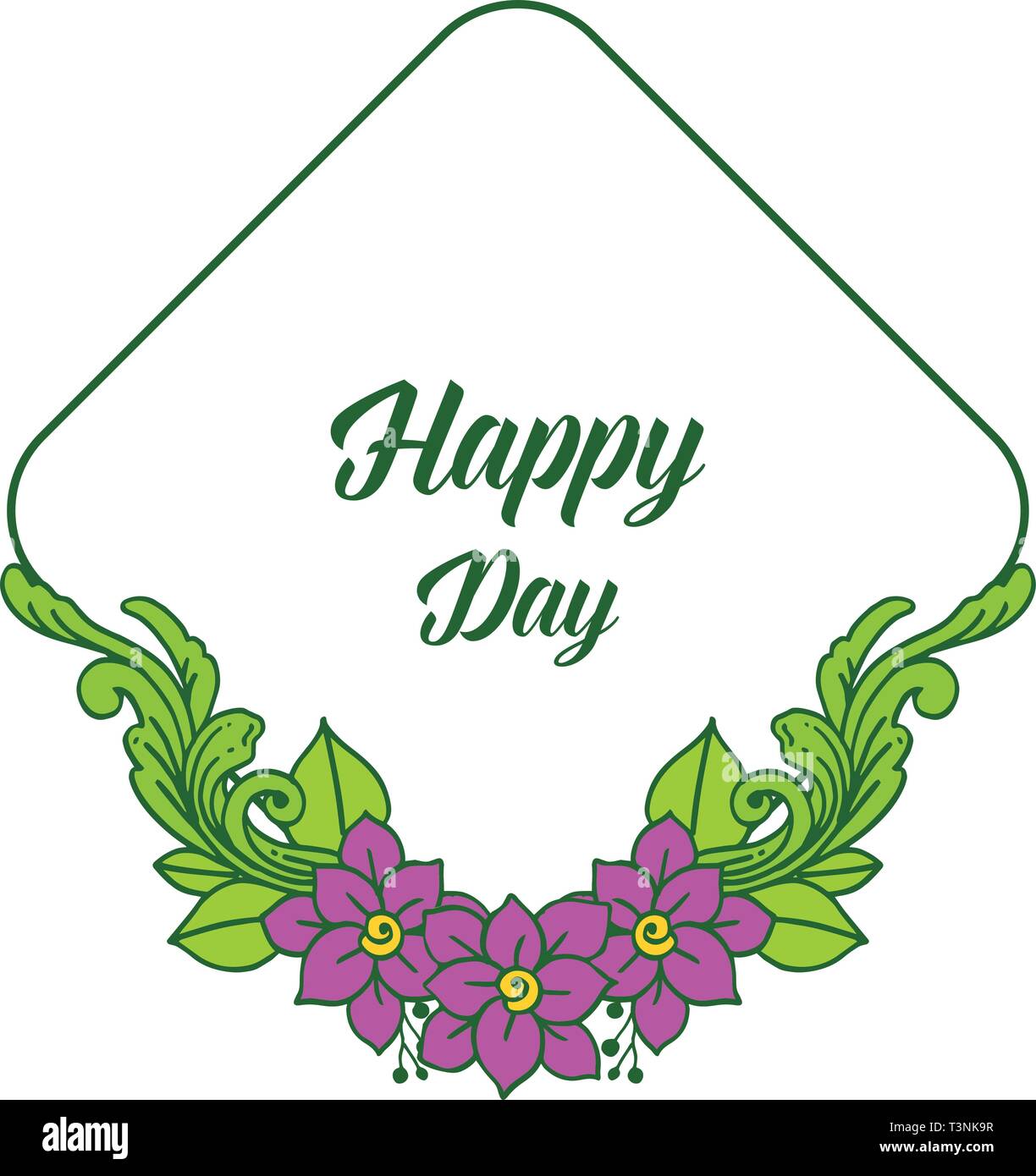 Vector illustration rose flower frame for banner design happy day hand ...