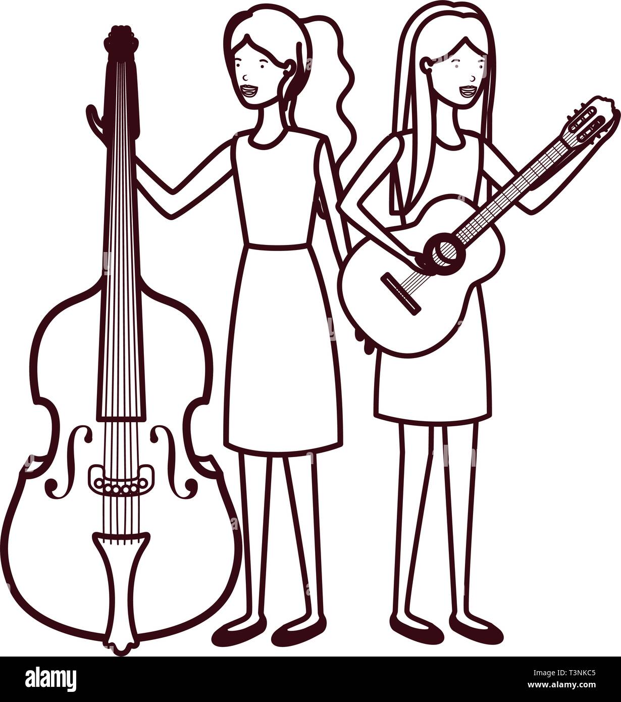 women with musical instruments character Stock Vector Image & Art - Alamy