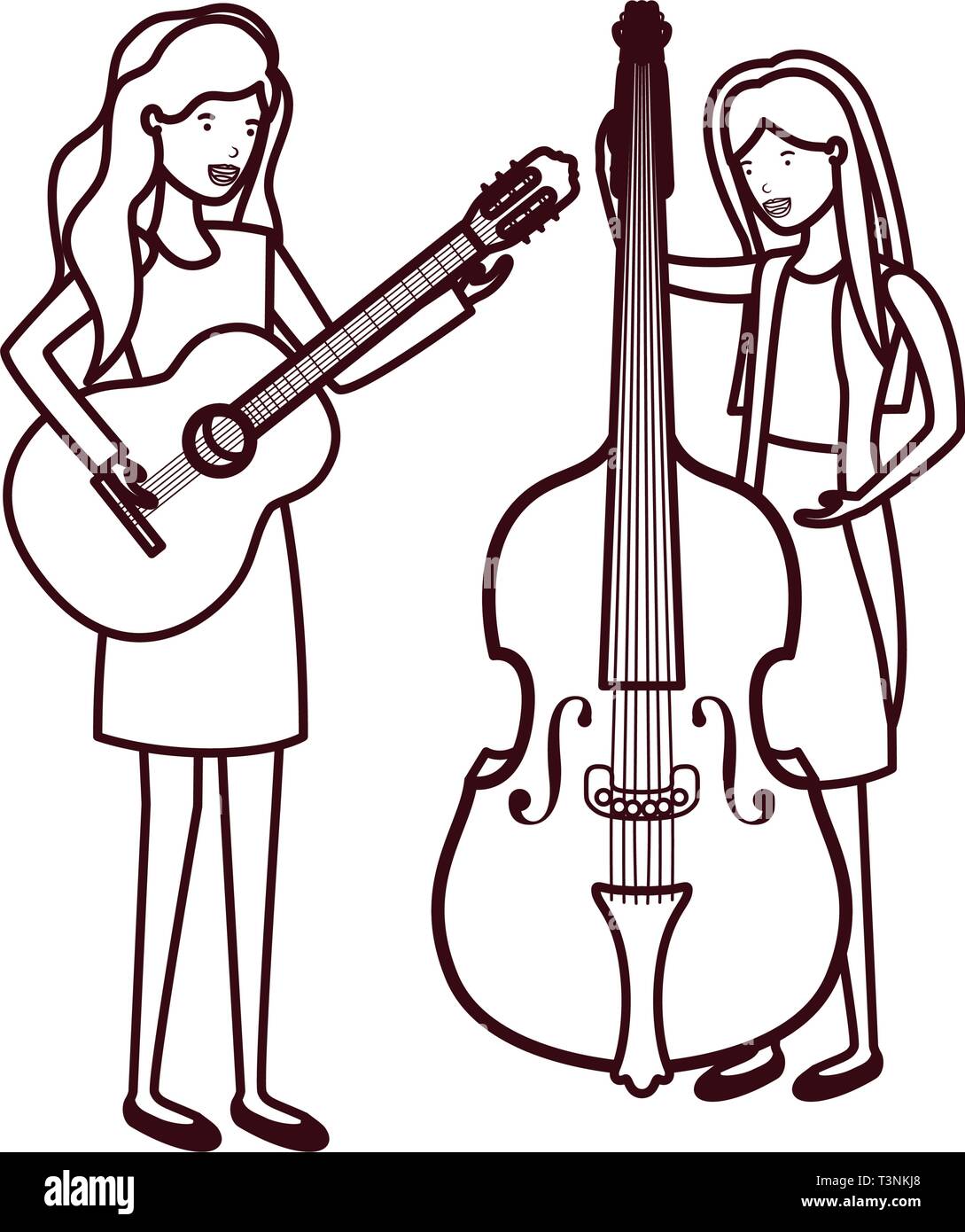 women with musical instruments character Stock Vector Image & Art - Alamy
