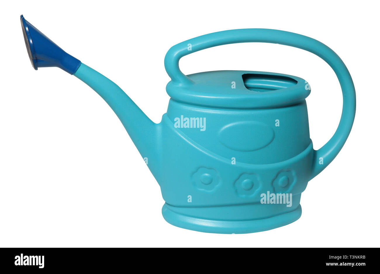 Blue plastic Watering can for gardening. isolated on white Stock Photo ...