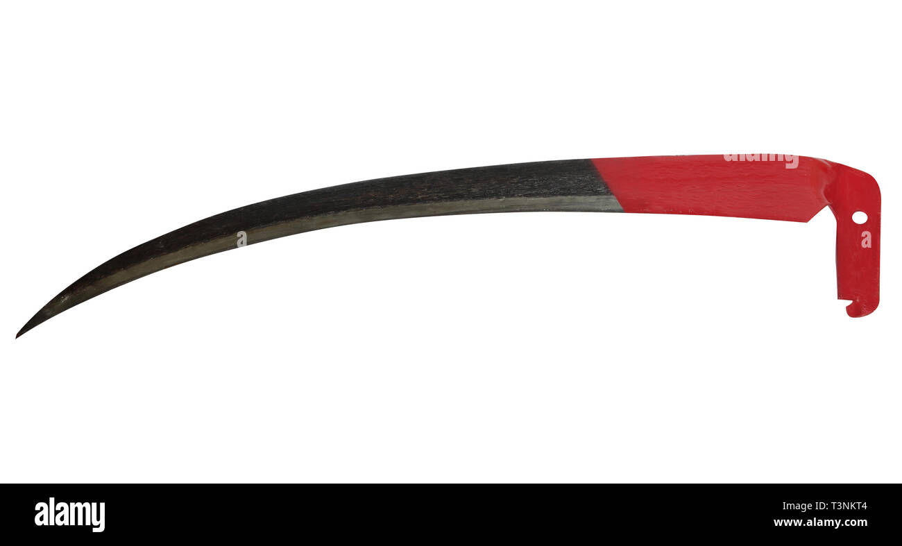 New scythe for grass isolated on white background Stock Photo - Alamy