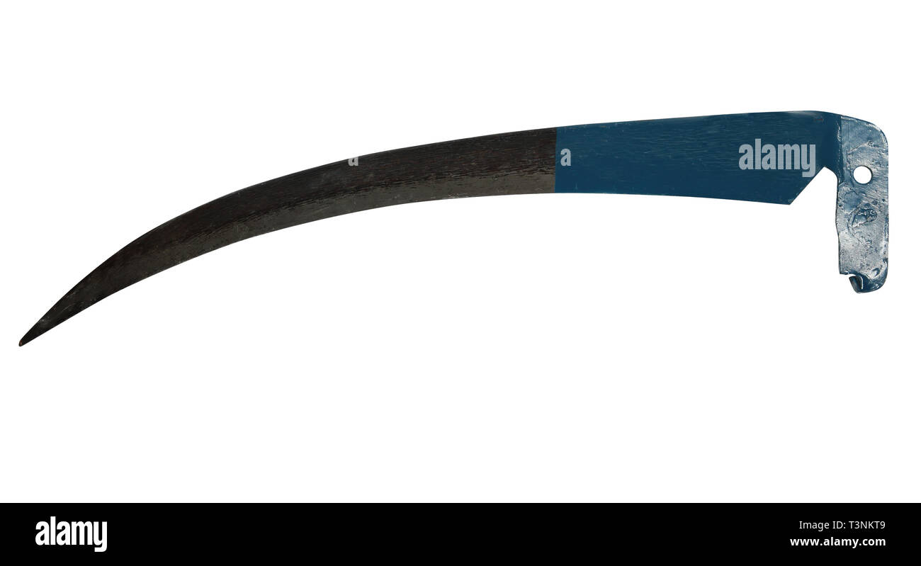 New scythe for grass isolated on white background Stock Photo - Alamy